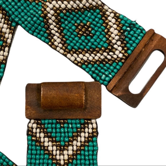 Vintage | Accessories | Vintage 97s Beaded Geometric Pattern Turquoise ...
